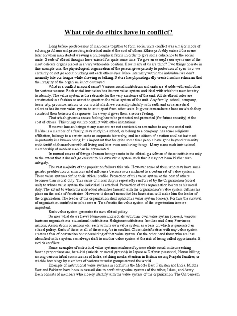 Ethics and Conflict in Social Systems | PDF | Value (Ethics) | Human