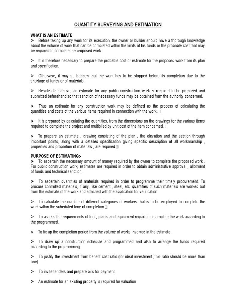 What Is An Estimate | PDF | Specification (Technical Standard) | Water ...