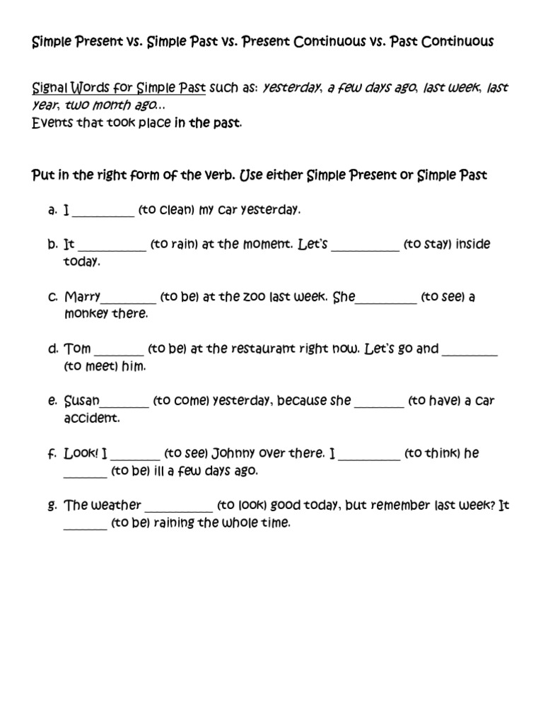 English Tenses Exercises | PDF | Grammar | Language Mechanics