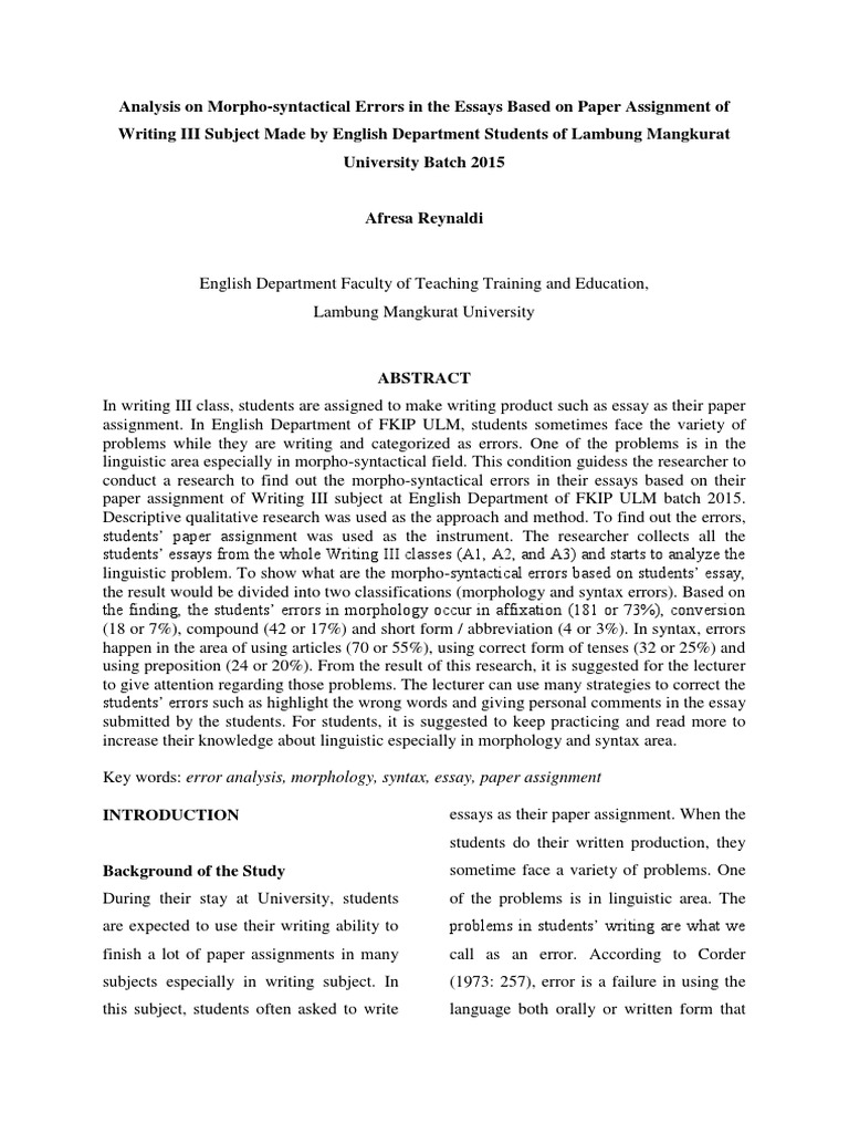 Analysis On Morphological Errors | PDF | Morphology (Linguistics) | Word