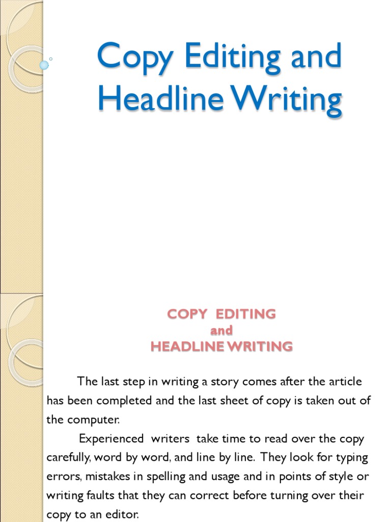 Headline Writing and Editing A | PDF | Copy Editing | Editing