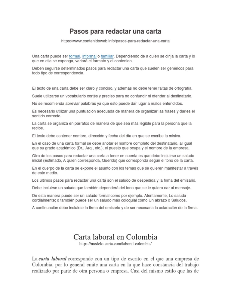 Pasos para Redactar Una Carta | PDF