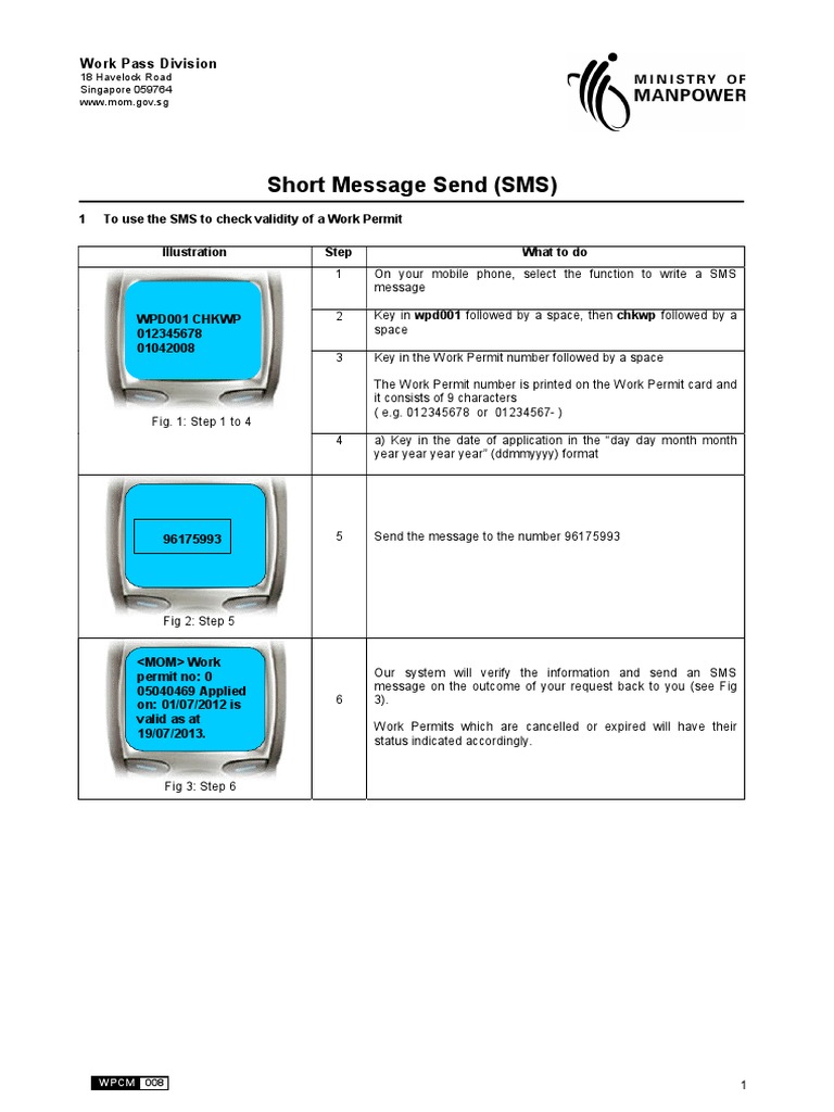 Short Message Send (SMS) : Work Pass Division | PDF | Interactive Voice ...