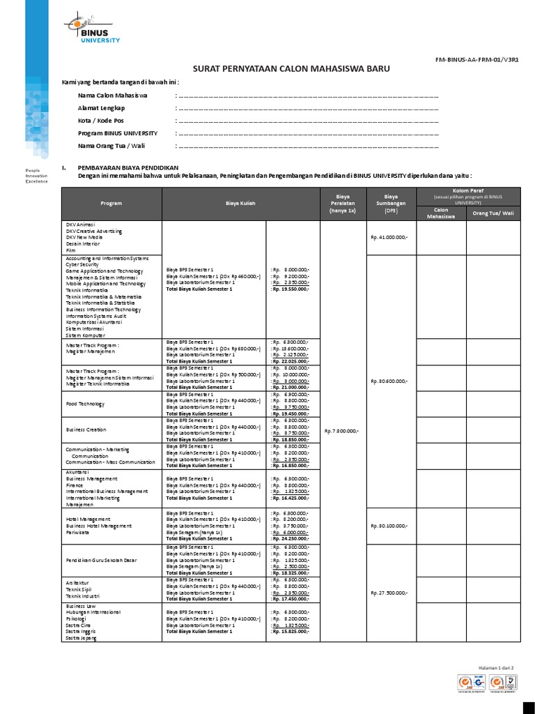Surat Pernyataan Mahasiswa Baru | PDF | Komputer