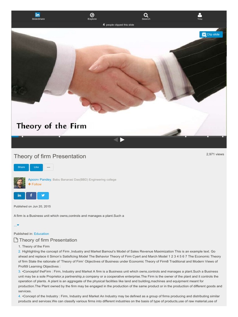 Theory of Firm Presentation | PDF | Profit (Economics) | Economics