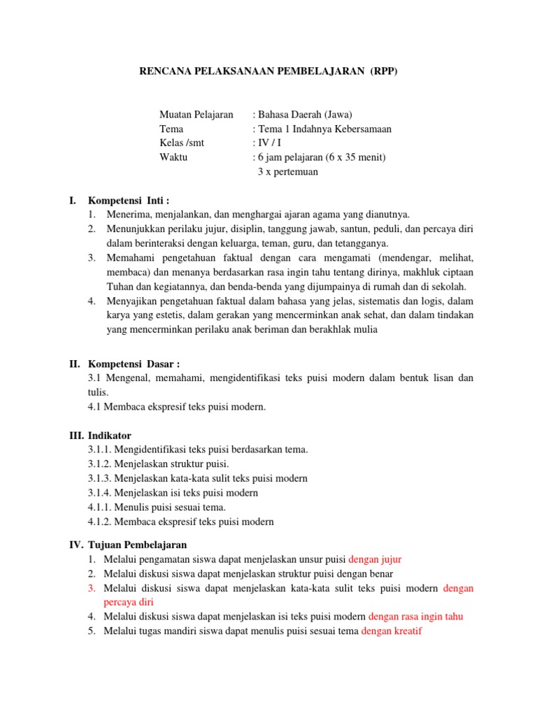 RPP B Jawa | PDF