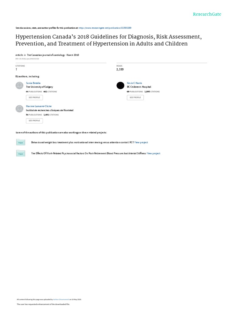 Hypertension Canada's 2018 Guidelines For Diagnosis, Risk Assessment ...