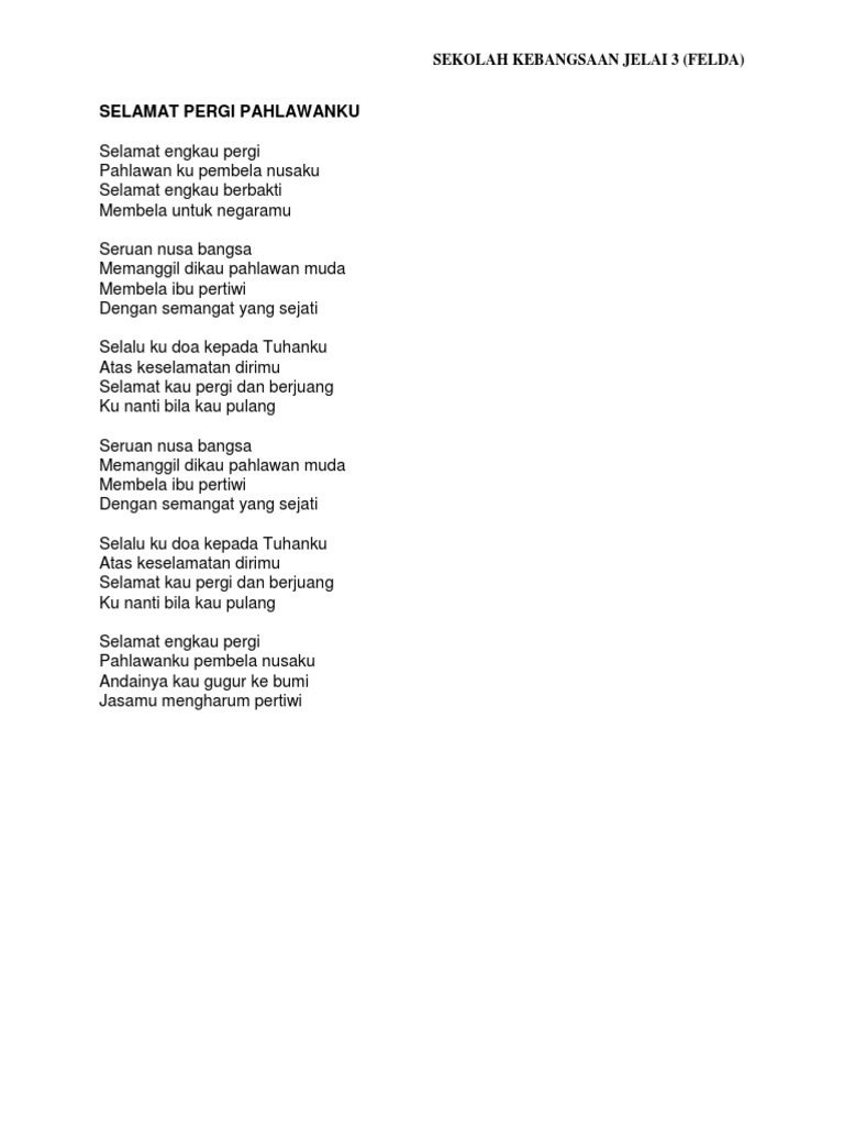 Selamat Pergi Pahlawanku | PDF | Seni | Puisi