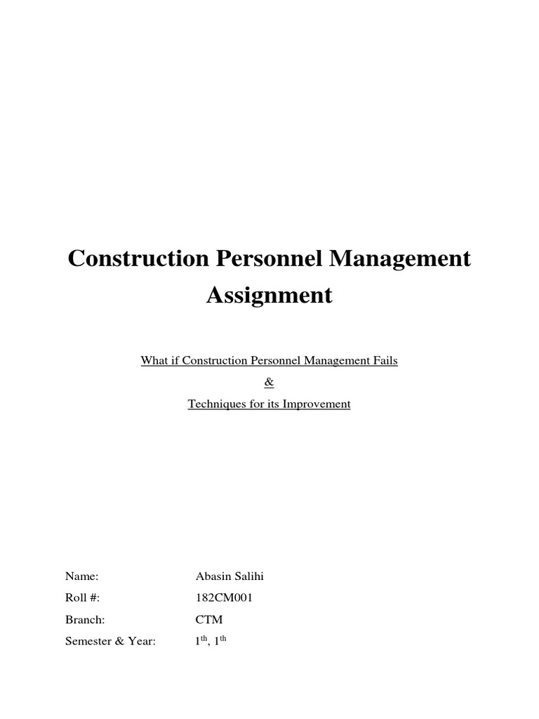 Construction Personnel Management Guide | PDF | Mentorship | Leadership