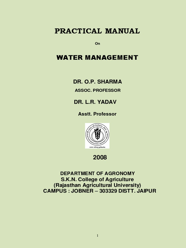 Practical Manual: Water Management | PDF | Ph | Chemistry