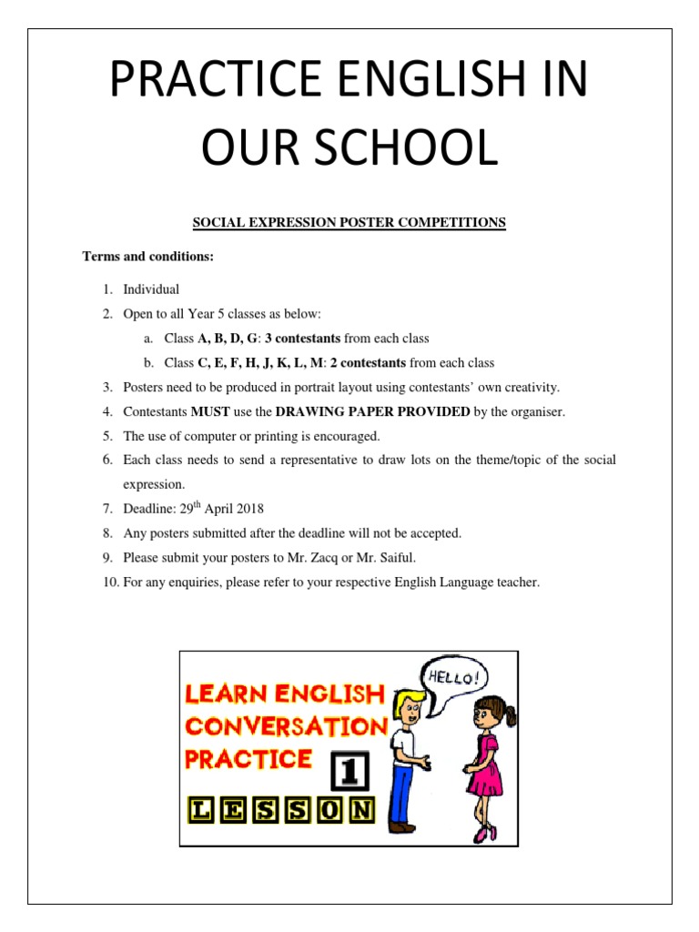 Practice English in Our School: Social Expression Poster Competitions ...