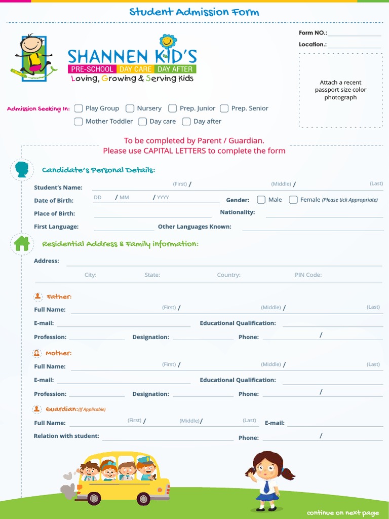 Admission Form Play School | PDF | Identity Document | Preschool