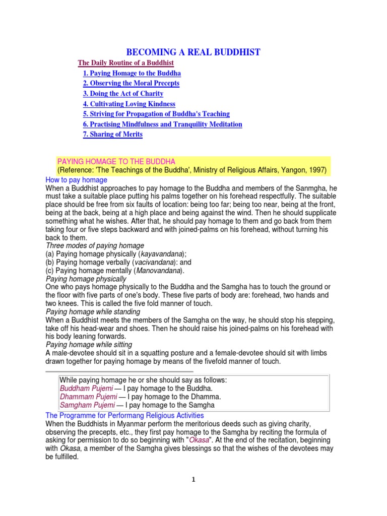 Daily Practices for Becoming Buddhist | PDF | Gautama Buddha | Indian ...