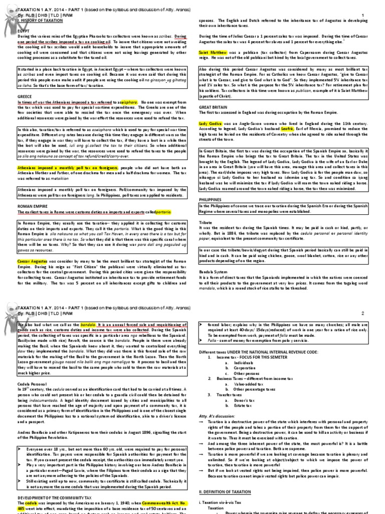 TAXATION Transcript Part 1 PDF | PDF | Taxes | Public Sphere