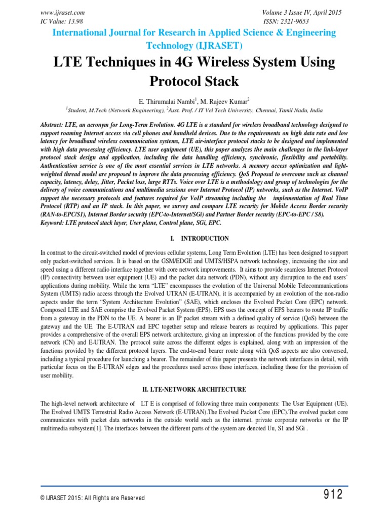 LTE Techniques in 4G Wireless System Using Protocol Stack | PDF ...