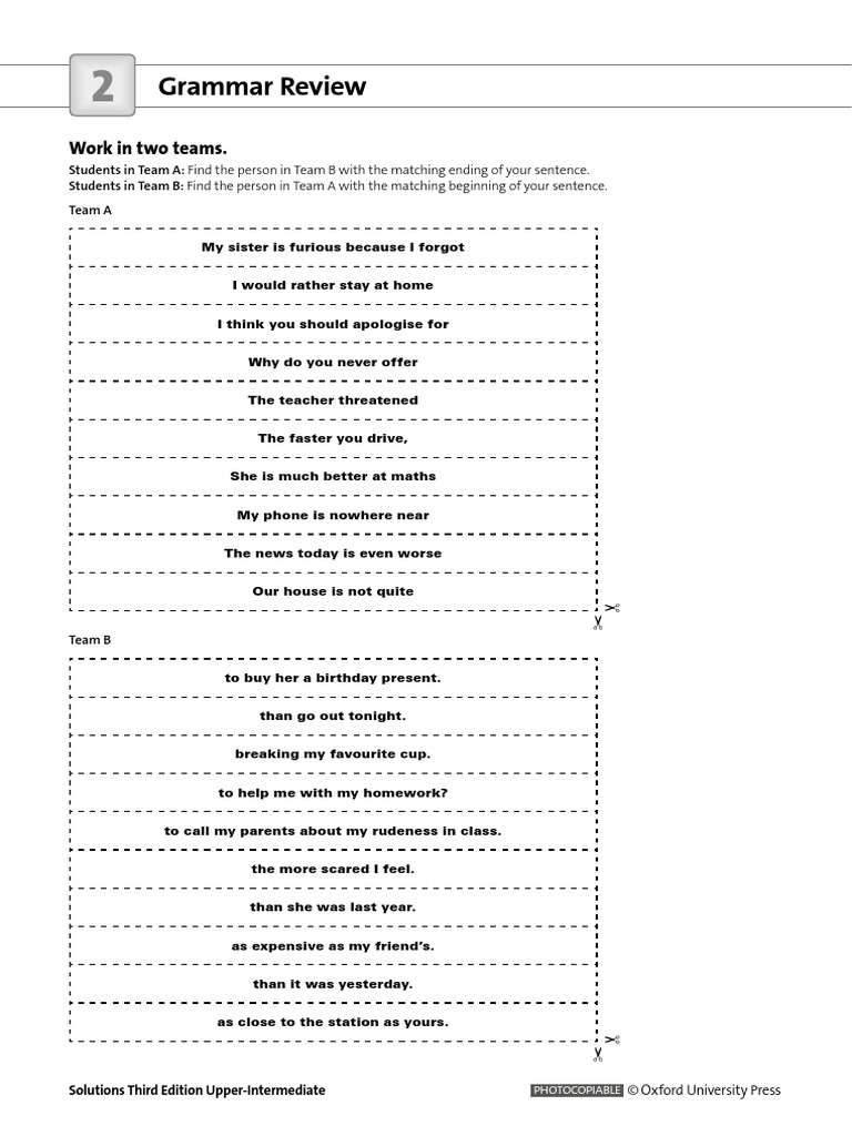 Grammar Review: Work in Two Teams | PDF