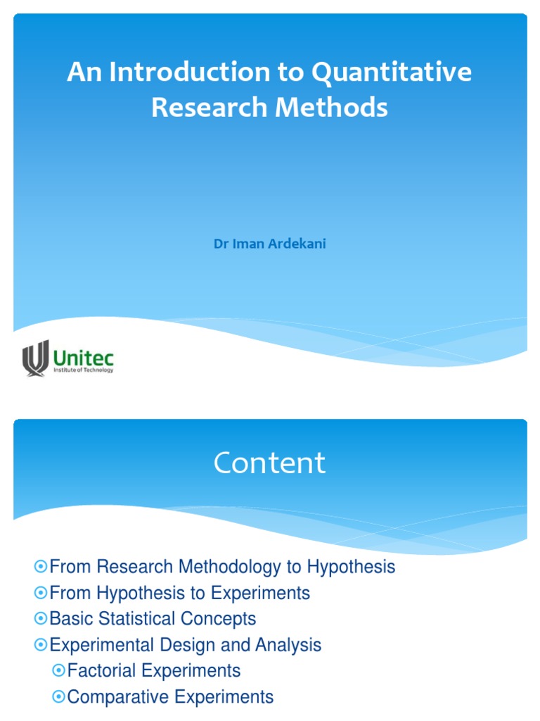 An Introduction To Quantitative Research Methods: DR Iman Ardekani ...
