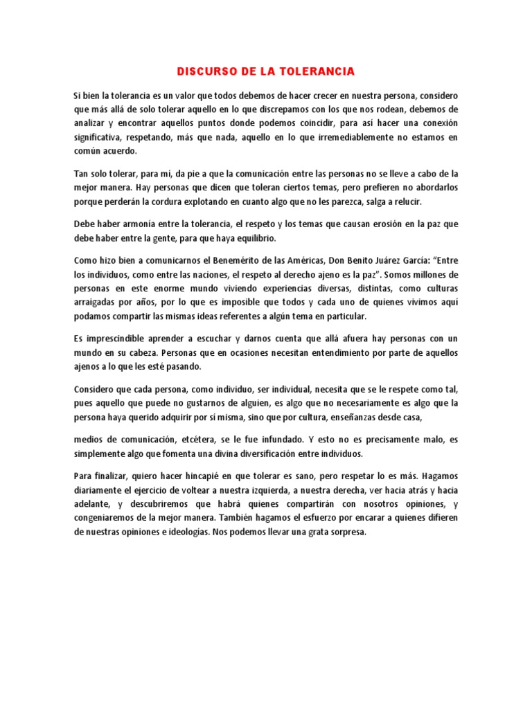 Discurso de La Tolerancia | PDF
