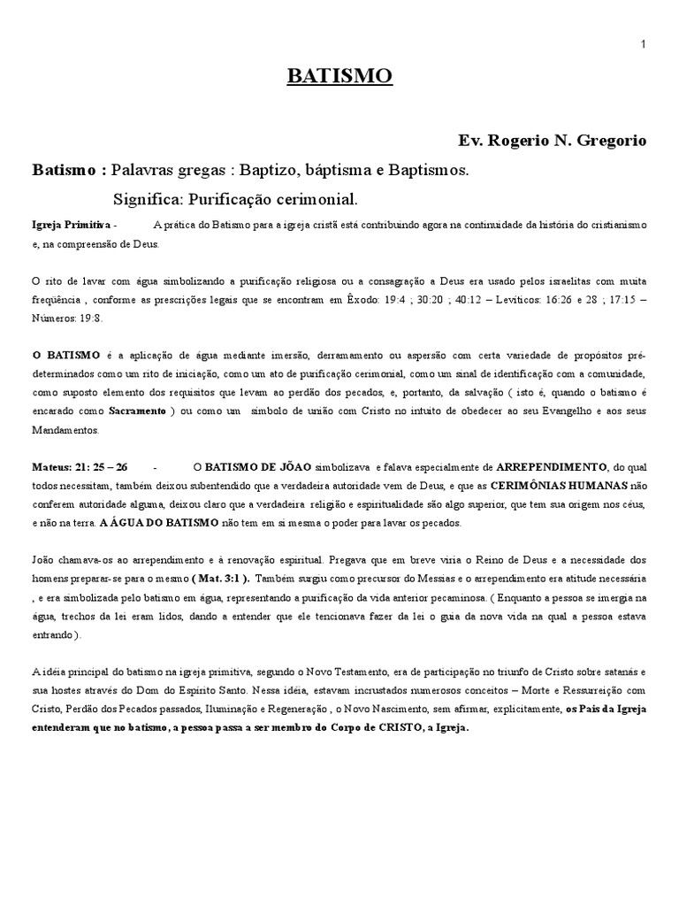 BATISMO | PDF | Batismo | Eucaristia