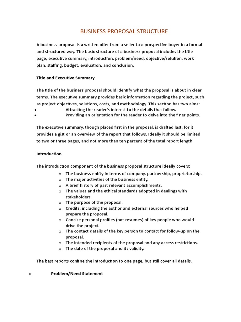 Business Proposal Structure Overview | PDF | Economies | Business Economics