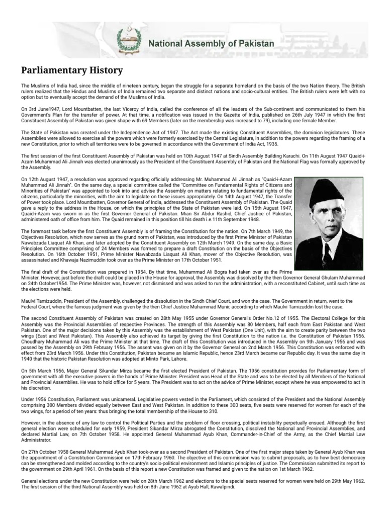 Constituent Assembly of Pakistan | PDF | Parliament Of Pakistan ...
