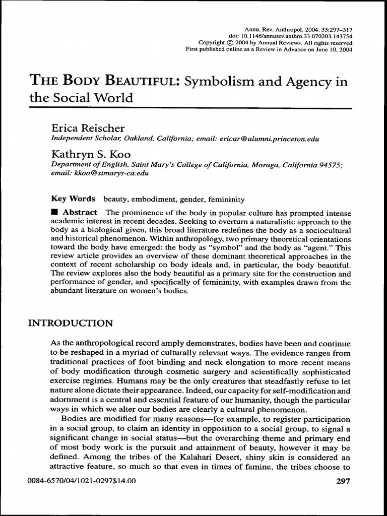 The Body Beautiful, Symbolism and Agency in The Social World | PDF ...
