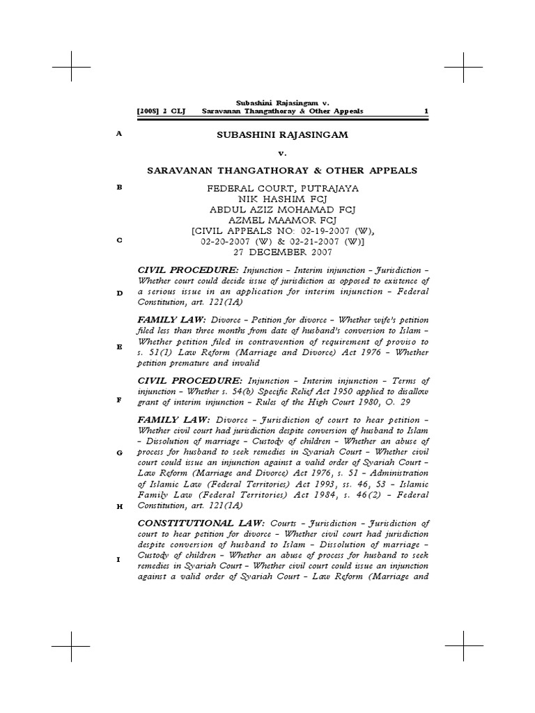 Fed Court Subashini | PDF | Divorce | Sharia