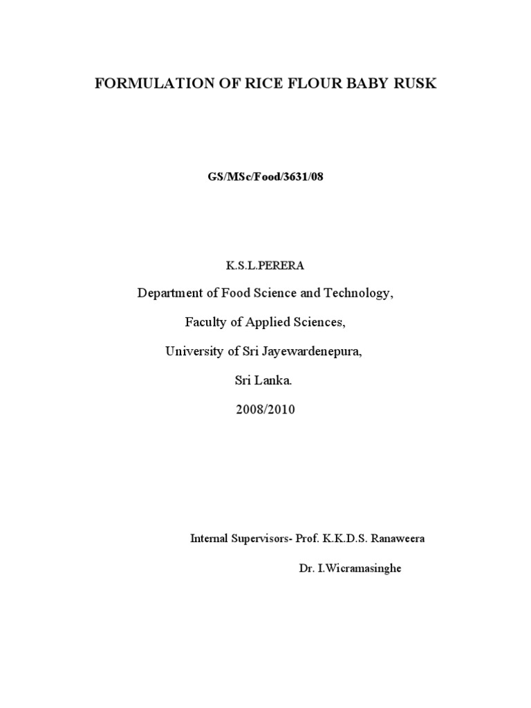 Formulation of Rice Flour Biscuit | PDF | Flour | Gluten
