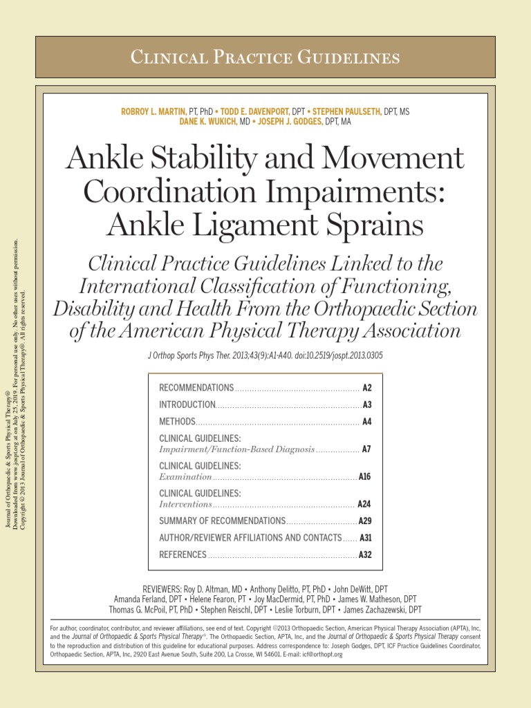 ANKLE SPRAIN GUIDELINES JOSPT.pdf | Evidence Based Medicine | Physical ...