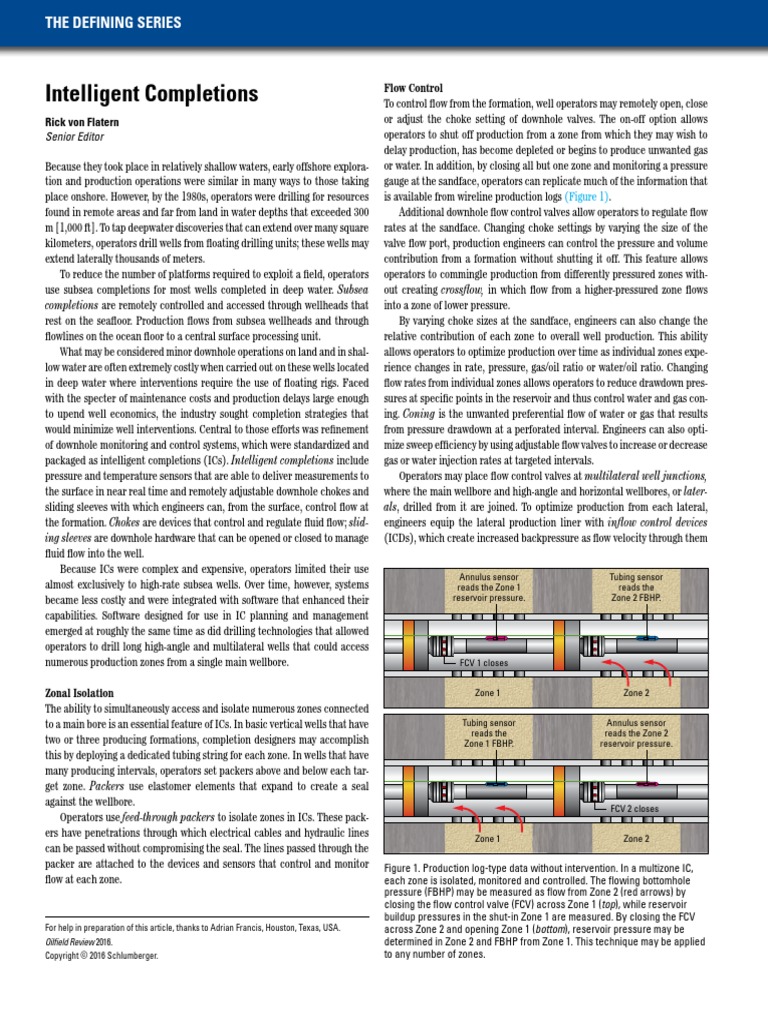 Intelligent Completions: Senior Editor | PDF | Oil Well | Subsea ...