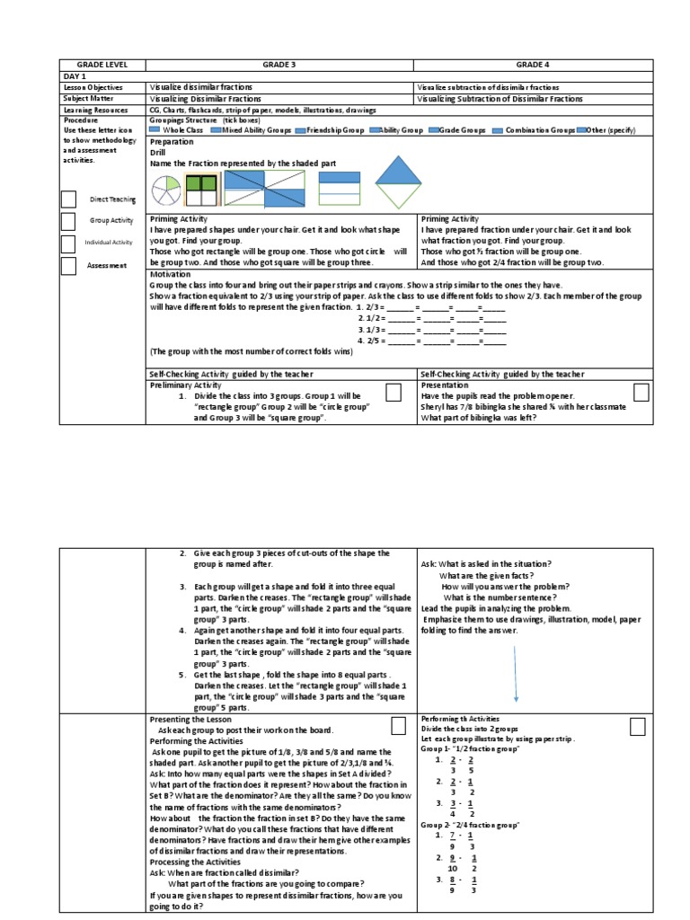 DLP Multi Grade | PDF | Fraction (Mathematics) | Psychological Concepts