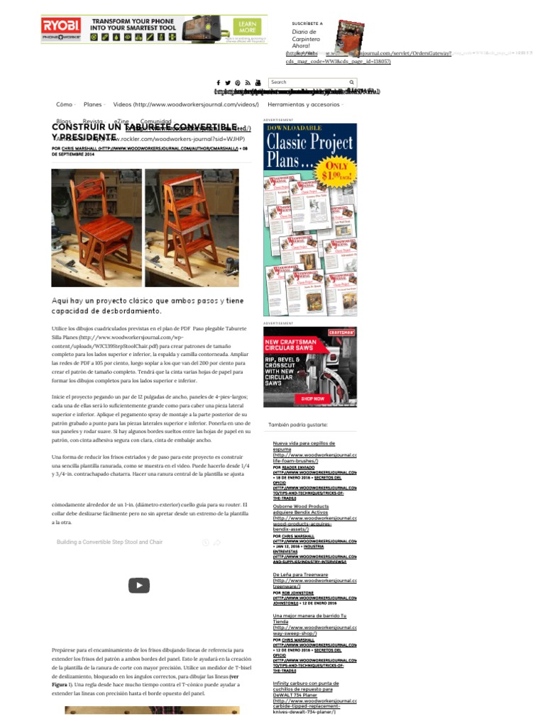Plan Del Proyecto - Convertible Paso Taburete Silla - Tratamiento de La Madera | PDF ...