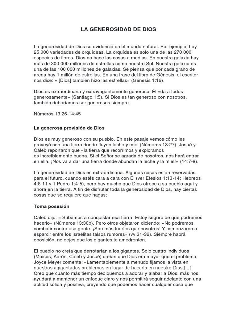 La Generosidad de Dios | PDF | Moisés | Biblia