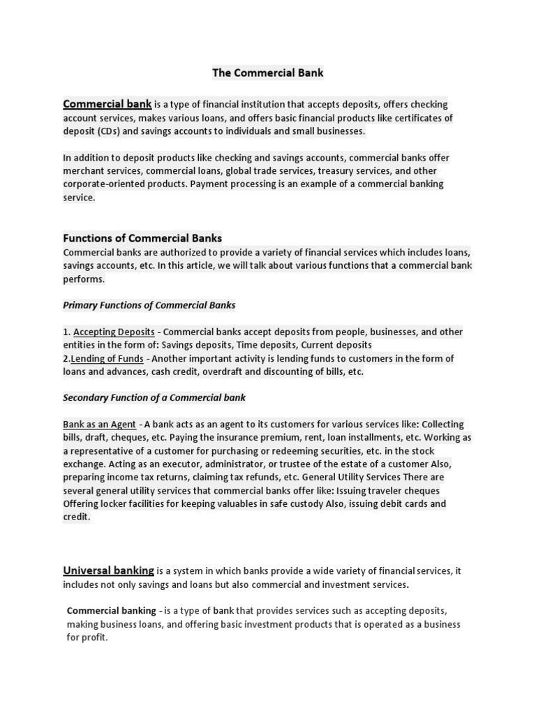 Commercial Banking Essentials | PDF | Promissory Note | Banks