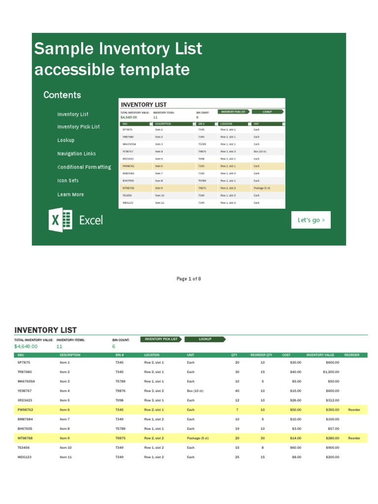 Sample Inventory List Accessible Template | PDF | Computing | Software