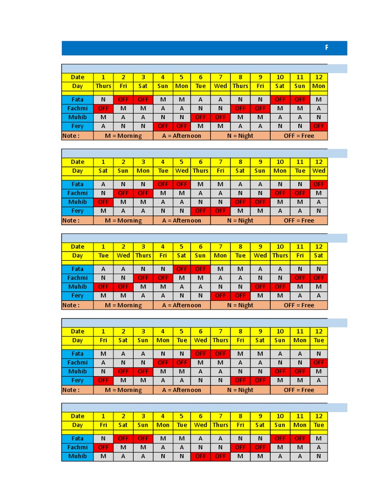 Production Shift Schedule | PDF