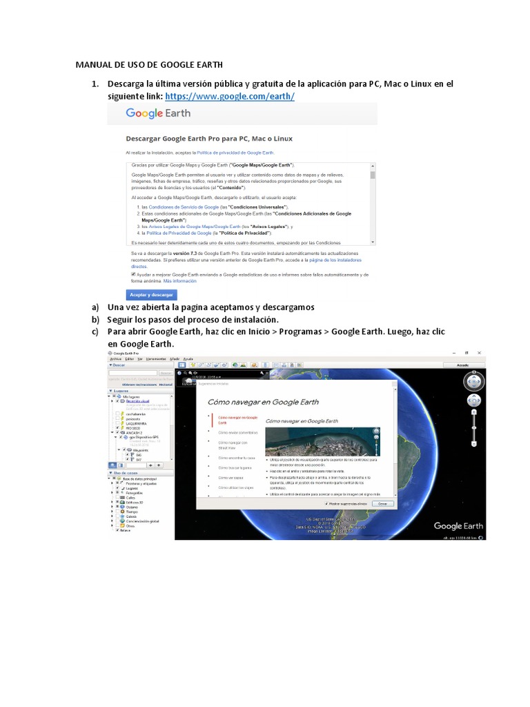 Manual de Uso de Google Earth | PDF | Mac OS | Plataformas de computación
