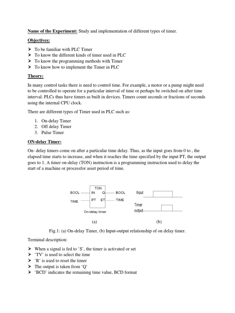 Plc Report Timer Pdf Timer Programmable Logic Controller