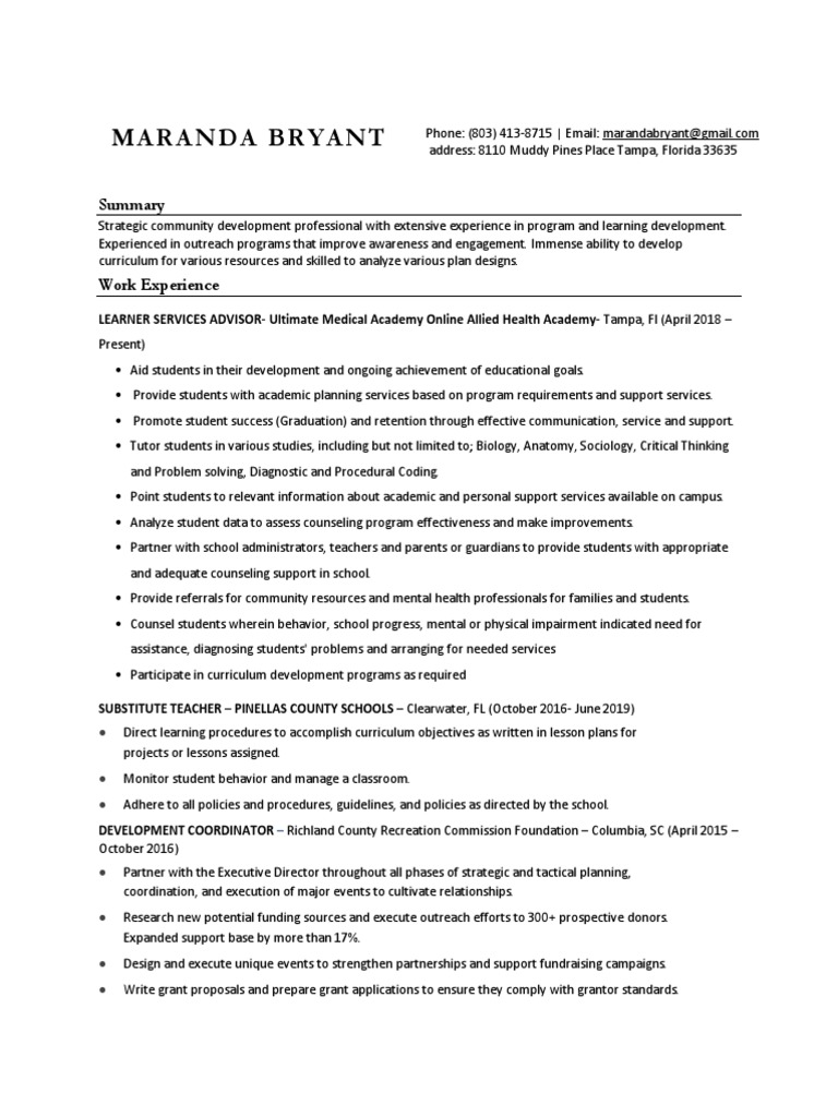 Marandabryant: LEARNER SERVICES ADVISOR-Ultimate Medical Academy Online ...