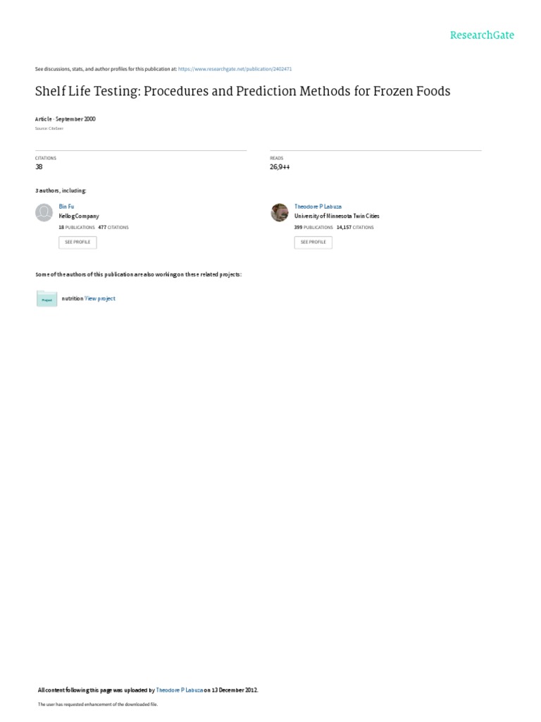 Shelf Life Testing Procedures and Prediction Metho | PDF | Reaction ...