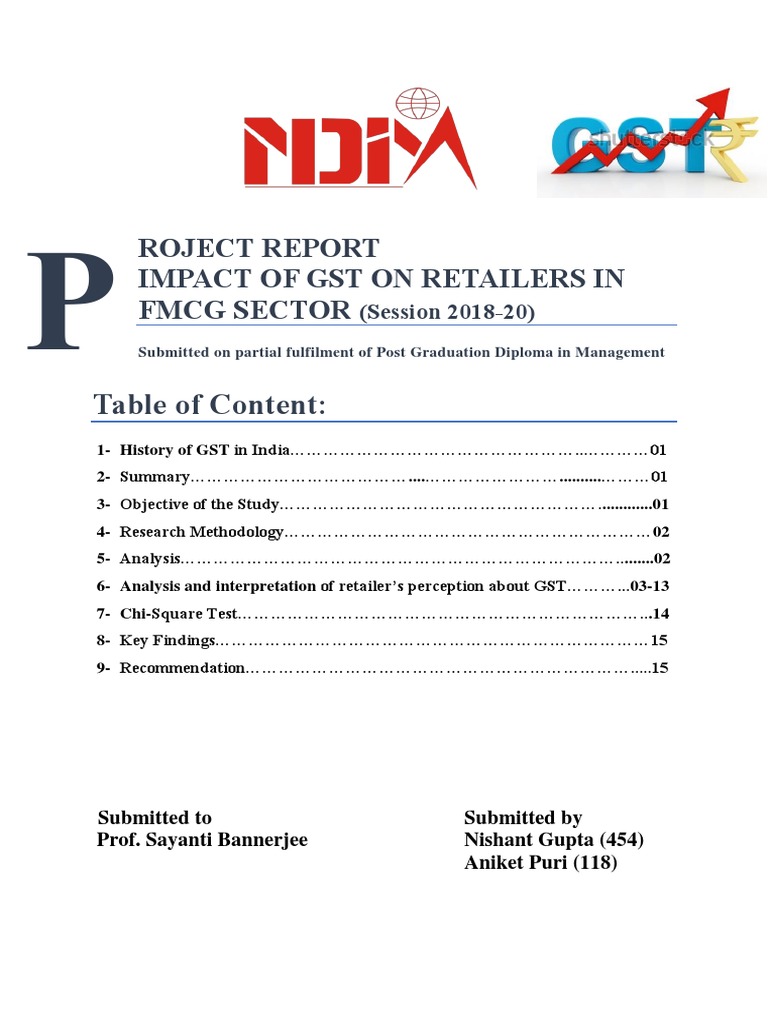 Table of Content:: Roject Report Impact of GST On Retailers in FMCG ...