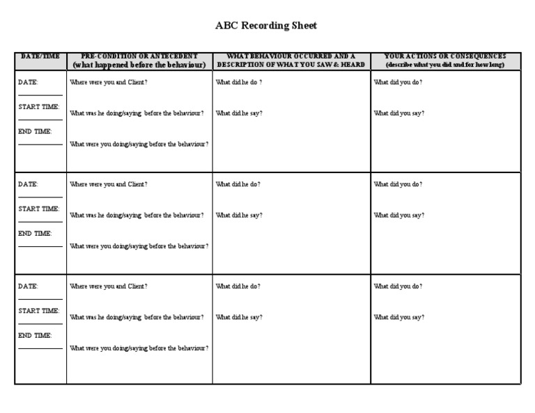 Abc Recording Sheet | PDF