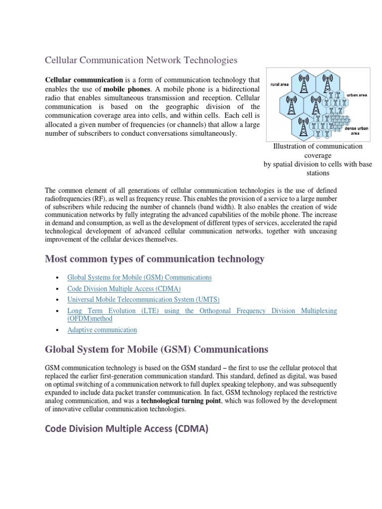Cellular Communication Network Technologies: Most Common Types of ...
