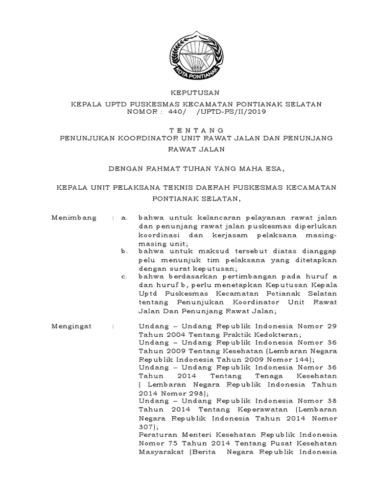 05 - SK Penunjukan Koordinator Rawat Jalan Dan Penunjang By. Dr. Rifka ...