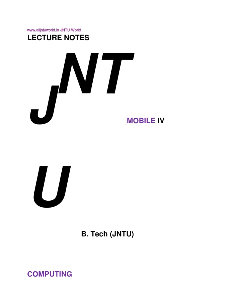 Mobile Computing Lecture Notes Introduction To Mobile Computing And Its Applications Pdf