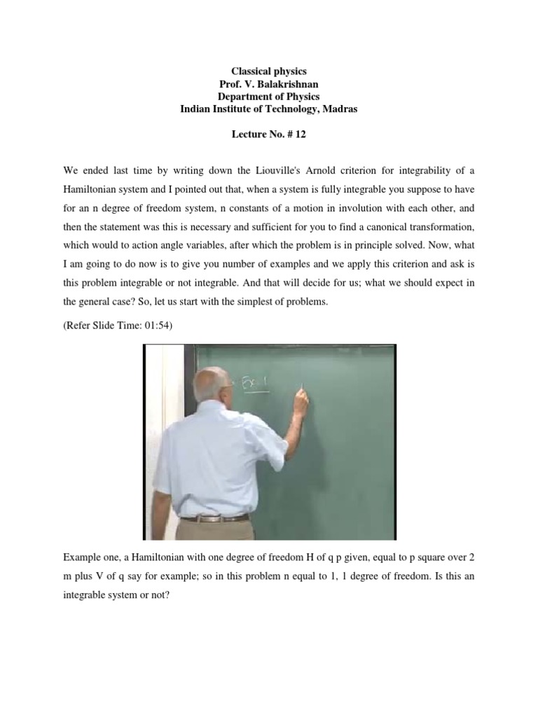 Classical Physics Prof. V. Balakrishnan Department of Physics Indian ...