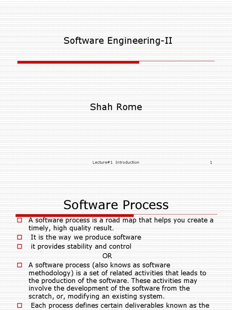 Software Engineering-II: Lecture#1 Introduction 1 | Download Free PDF ...