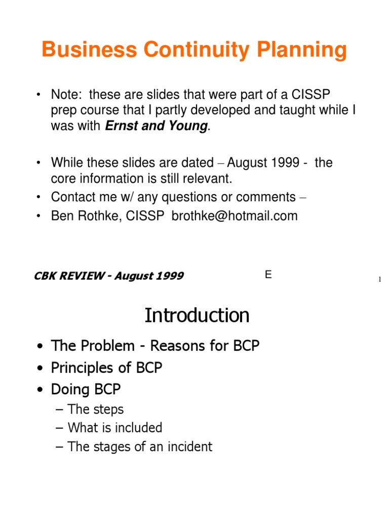 (Ebook) CISSP Business Continuity Planning - BCP | PDF | Information ...