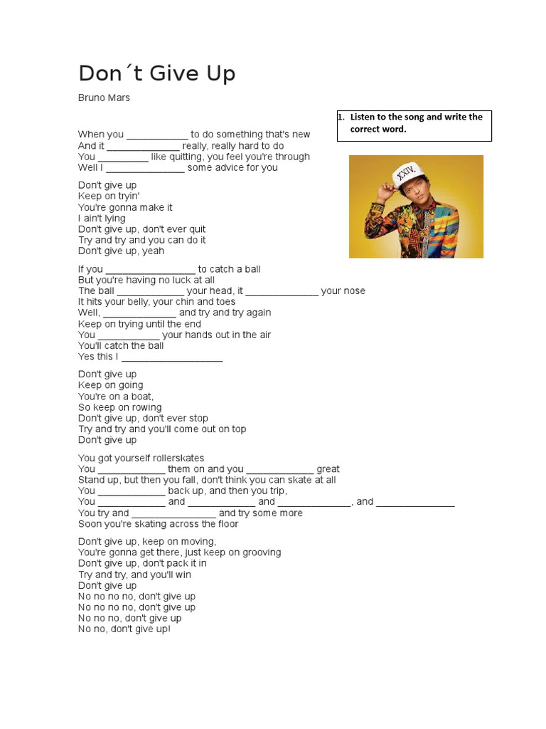 Don T Give Up - Bruno Mars | PDF