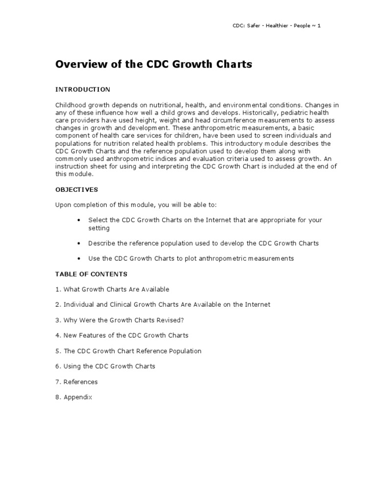 Overview of The CDC Growth Charts: CDC: Safer - Healthier - People 1 ...